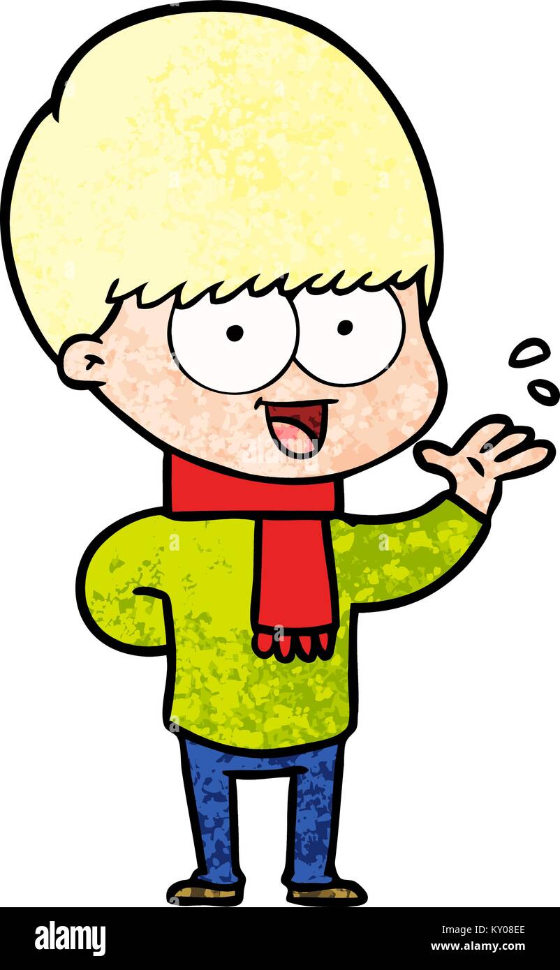 happy cartoon boy waving Stock Vector Image & Art - Alamy