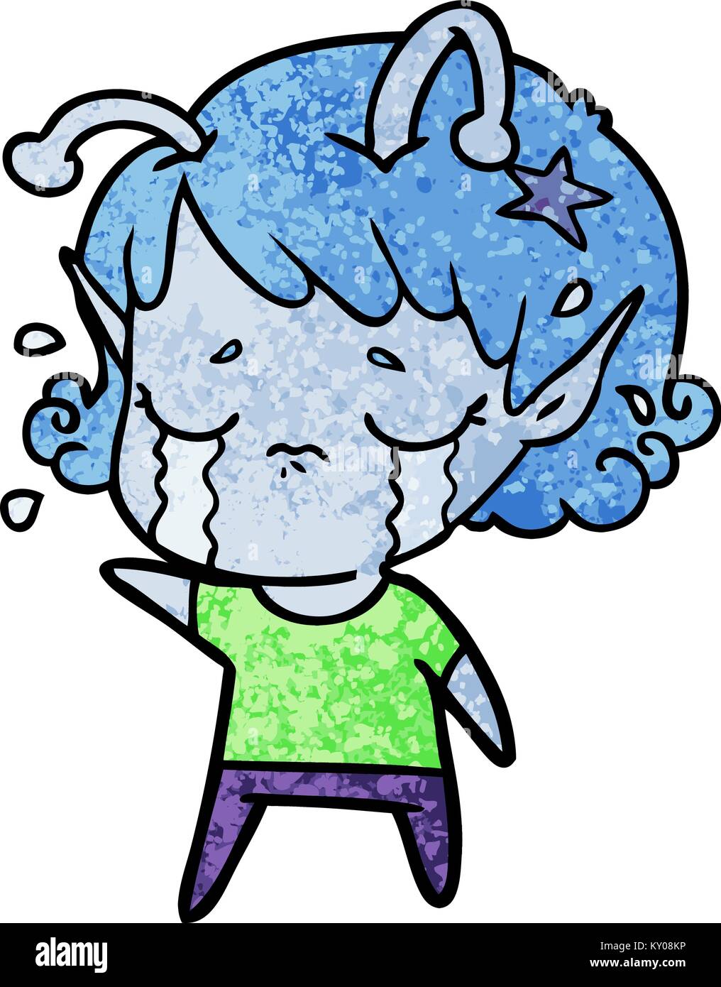 cartoon crying alien girl Stock Vector Image & Art - Alamy