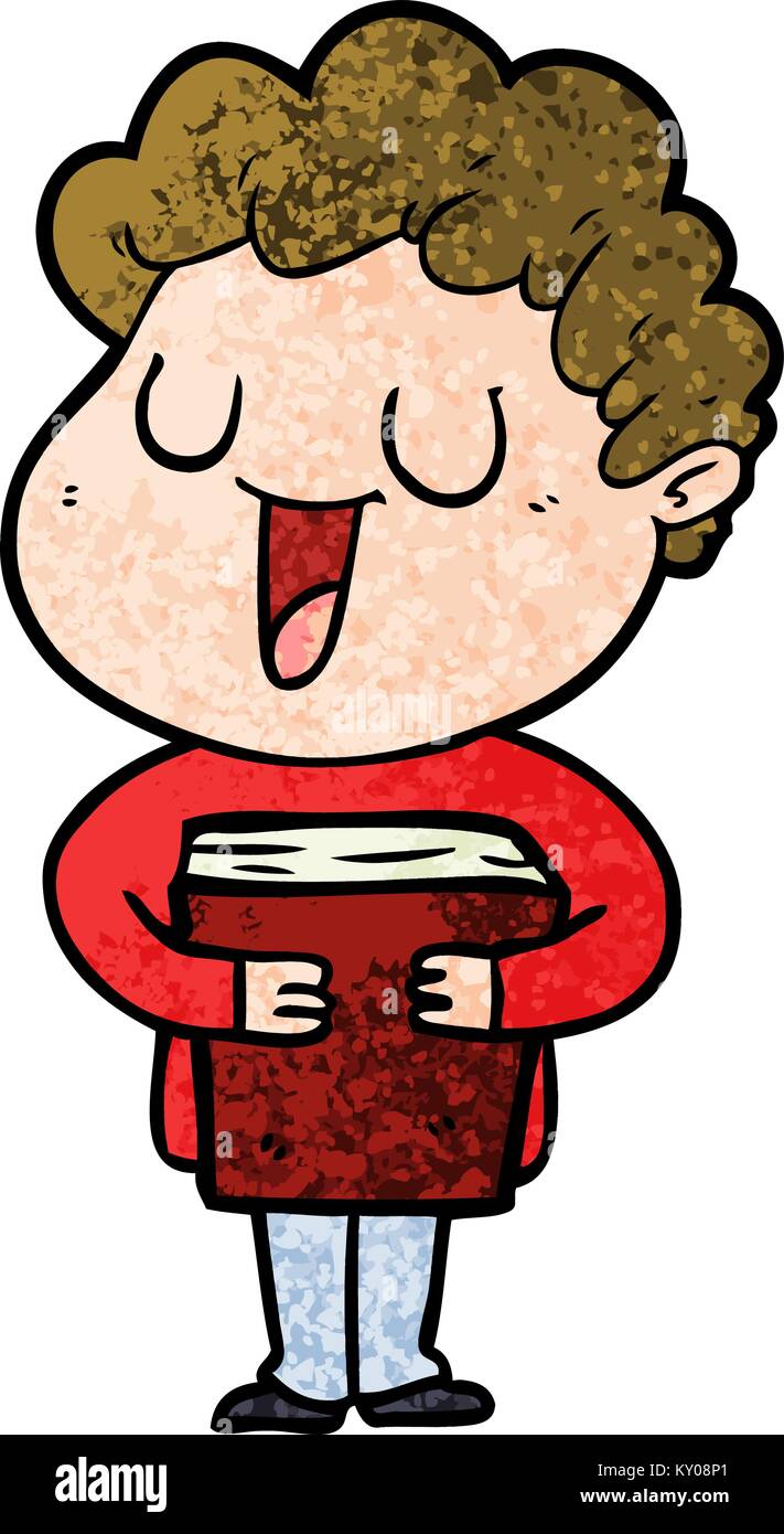 Boy laughing reading book Stock Vector Images - Alamy