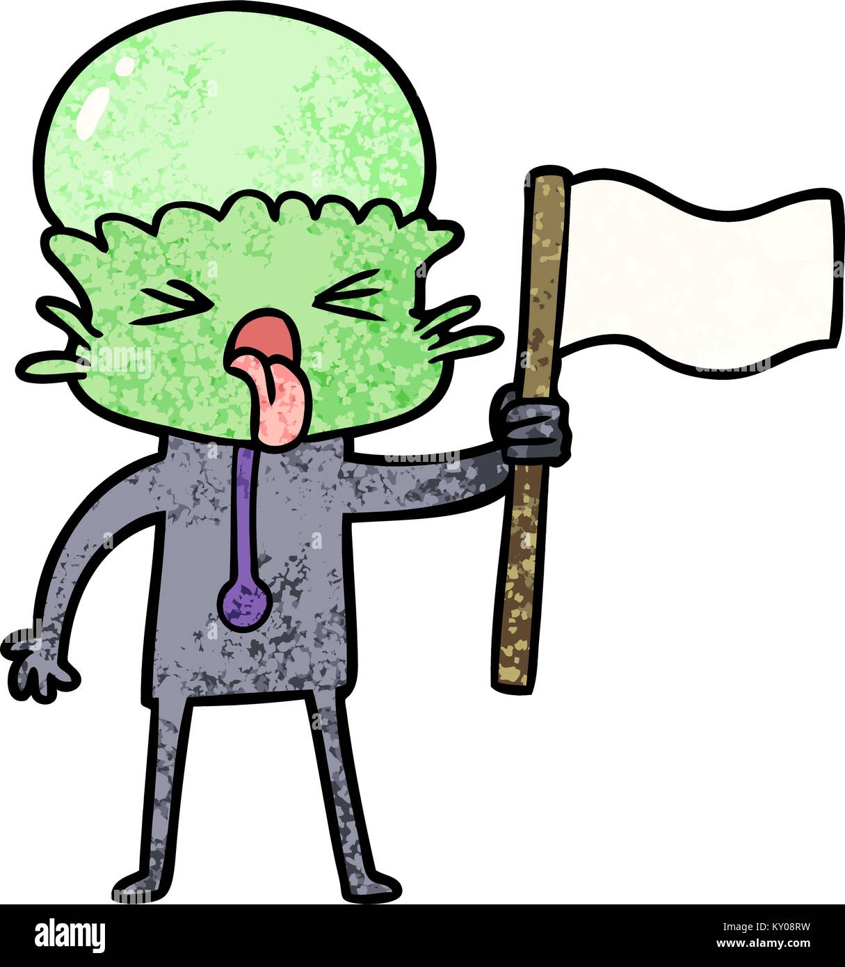 weird cartoon alien waving flag Stock Vector Image & Art - Alamy