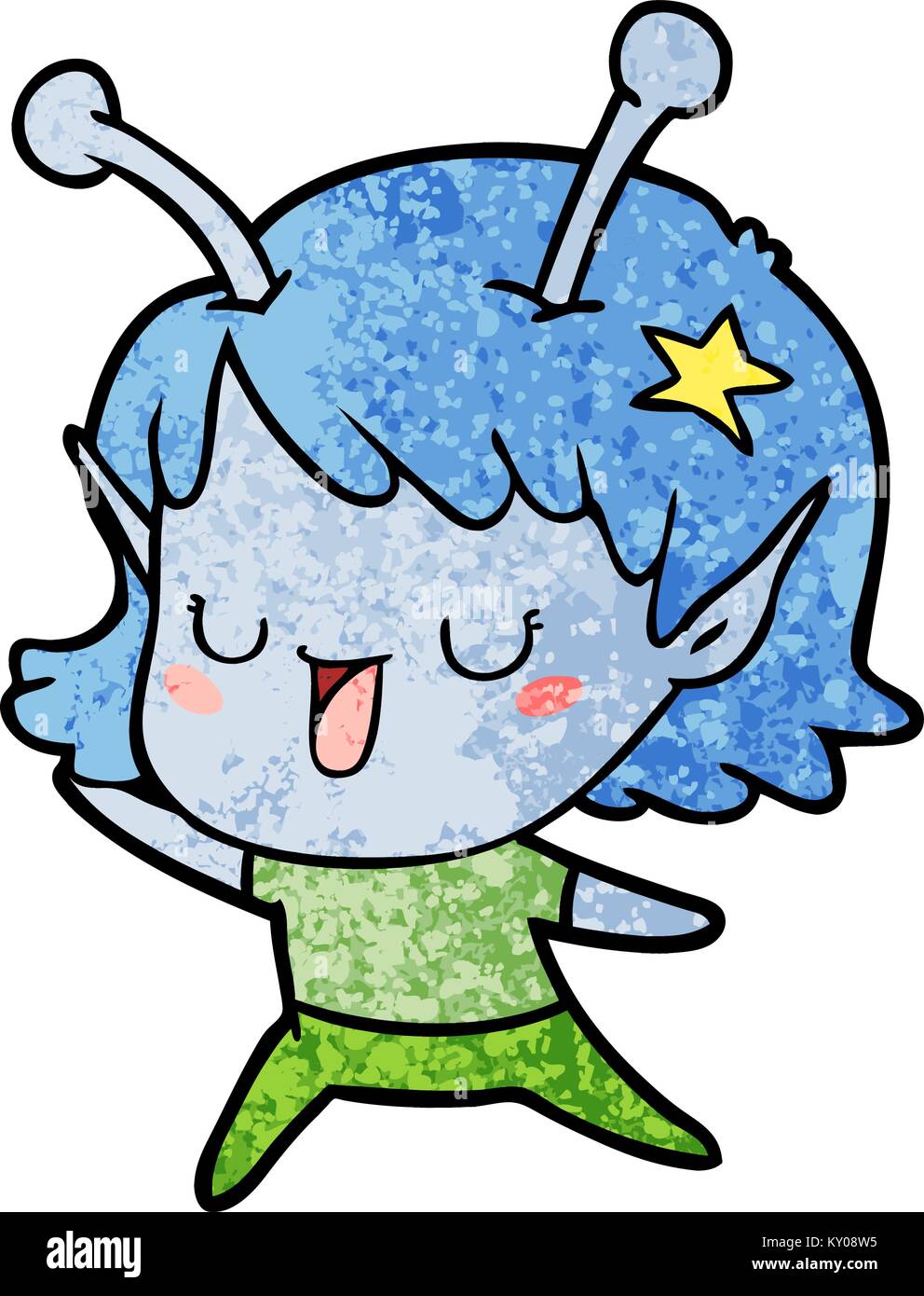 happy alien girl cartoon Stock Vector Image & Art - Alamy