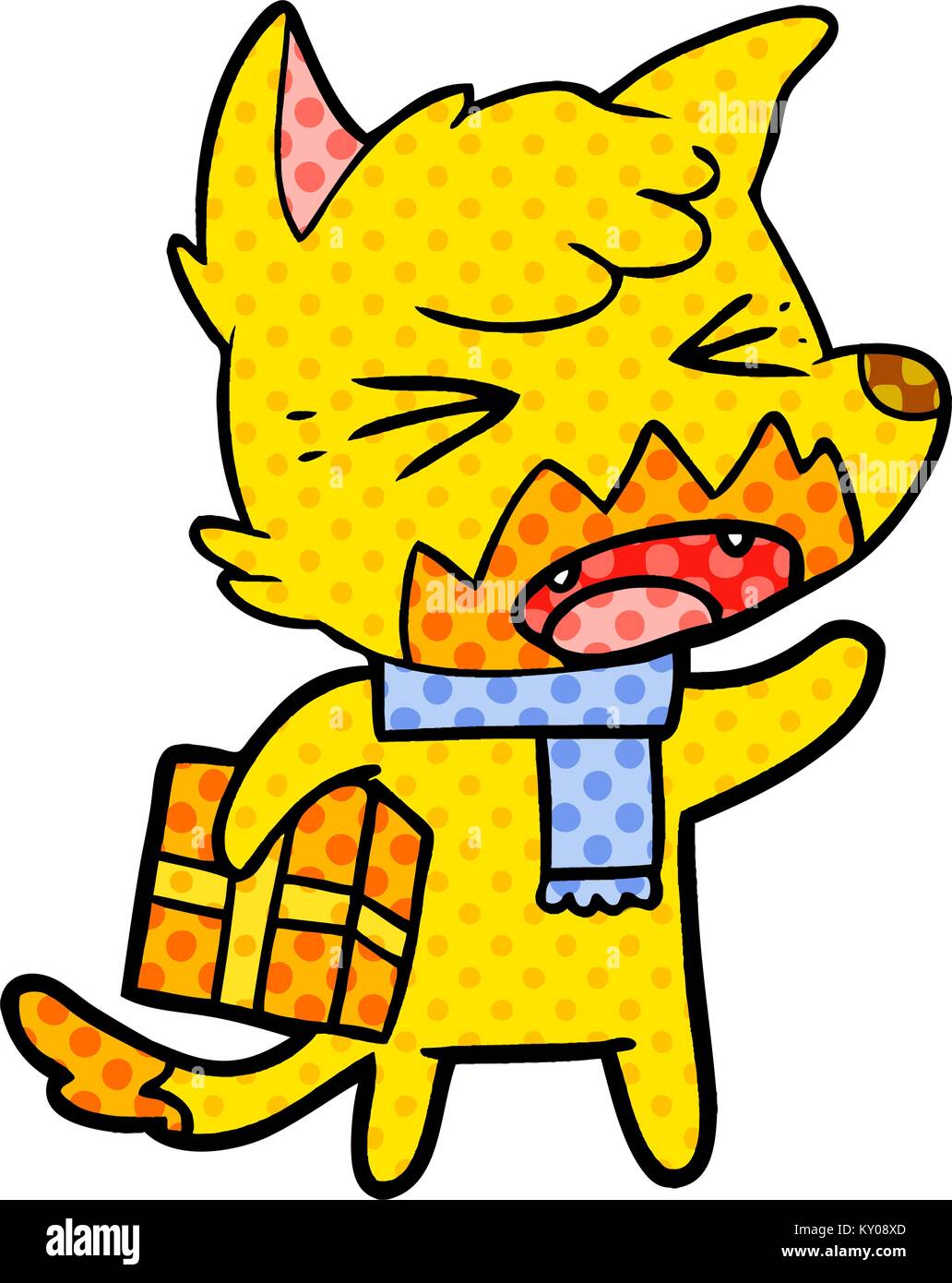 fox cartoon character with present Stock Vector Image & Art - Alamy