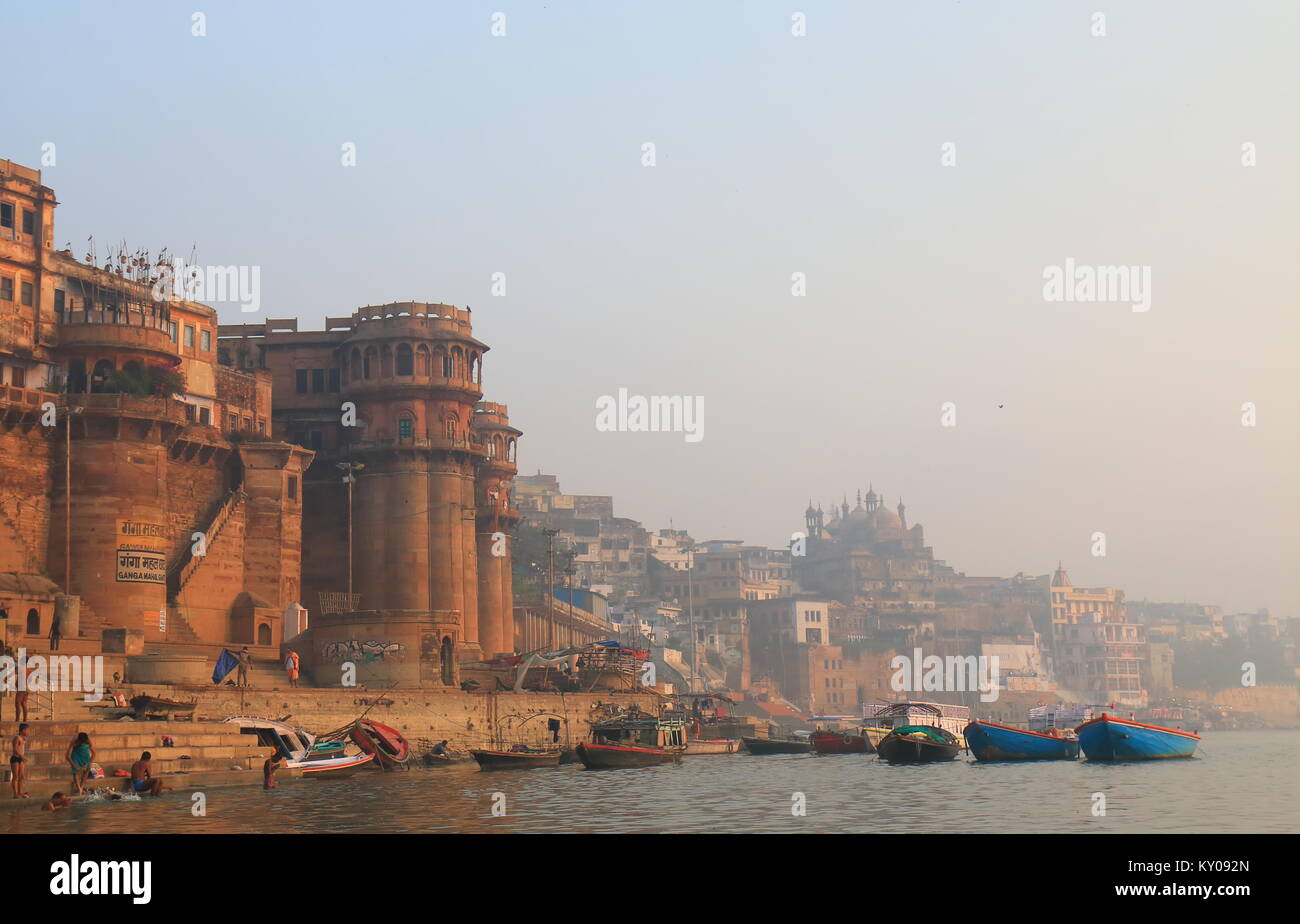 Ganges river ghat Varanasi India Stock Photo - Alamy