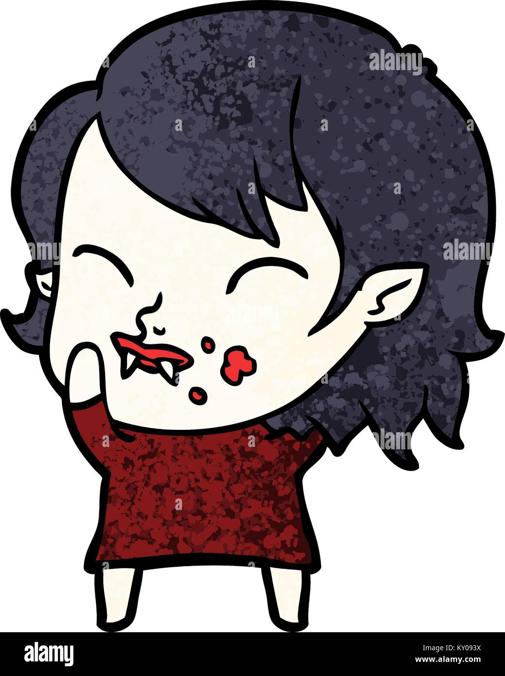 cartoon vampire girl with blood on cheek Stock Vector Image & Art - Alamy