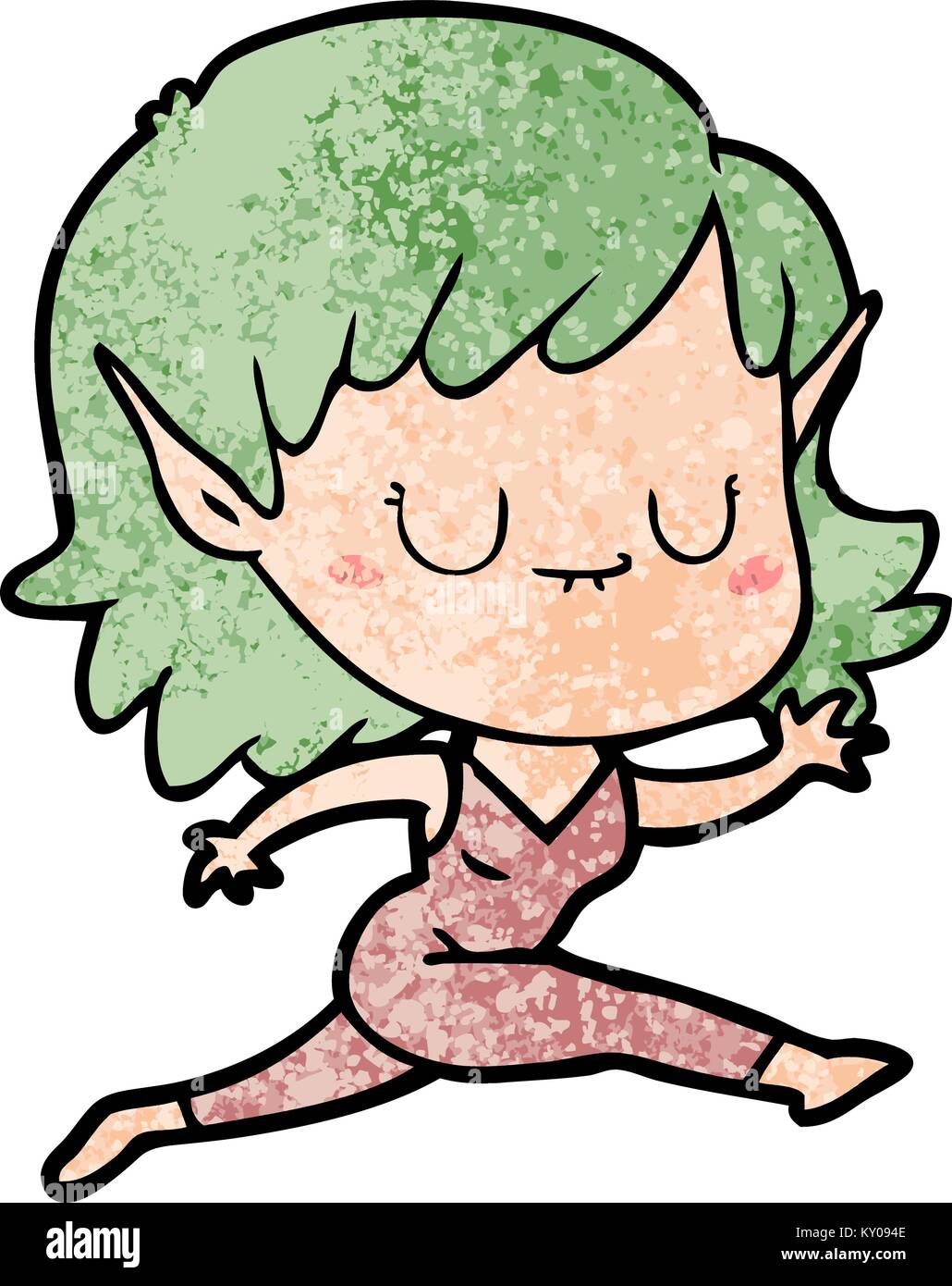 happy cartoon elf girl running Stock Vector Image & Art - Alamy