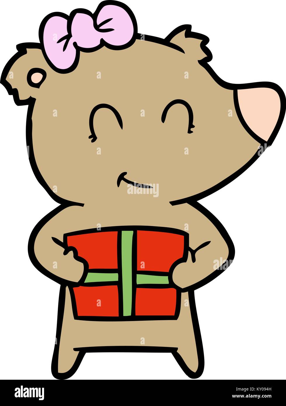 bear cartoon character with present Stock Vector Image & Art - Alamy