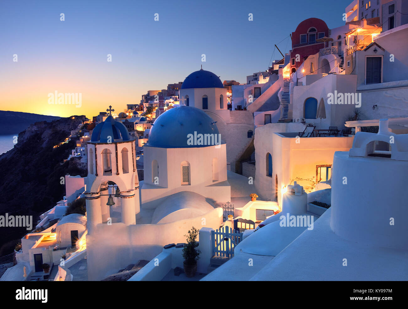 Santorini pink sunset hi-res stock photography and images - Alamy