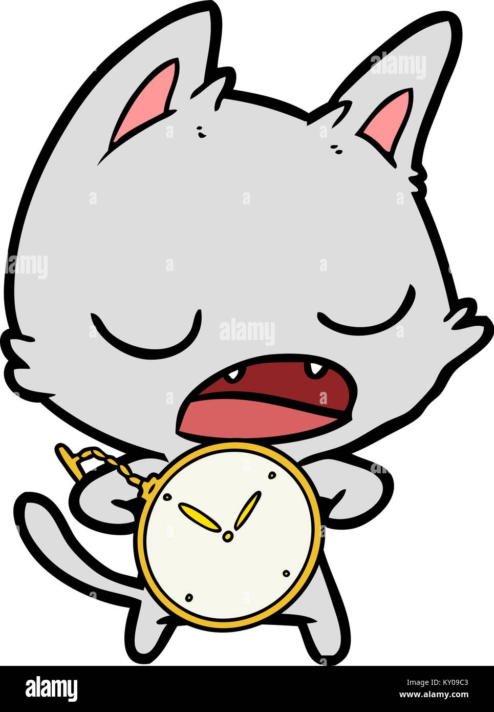 talking cat cartoon with stopwatch Stock Vector Image & Art - Alamy