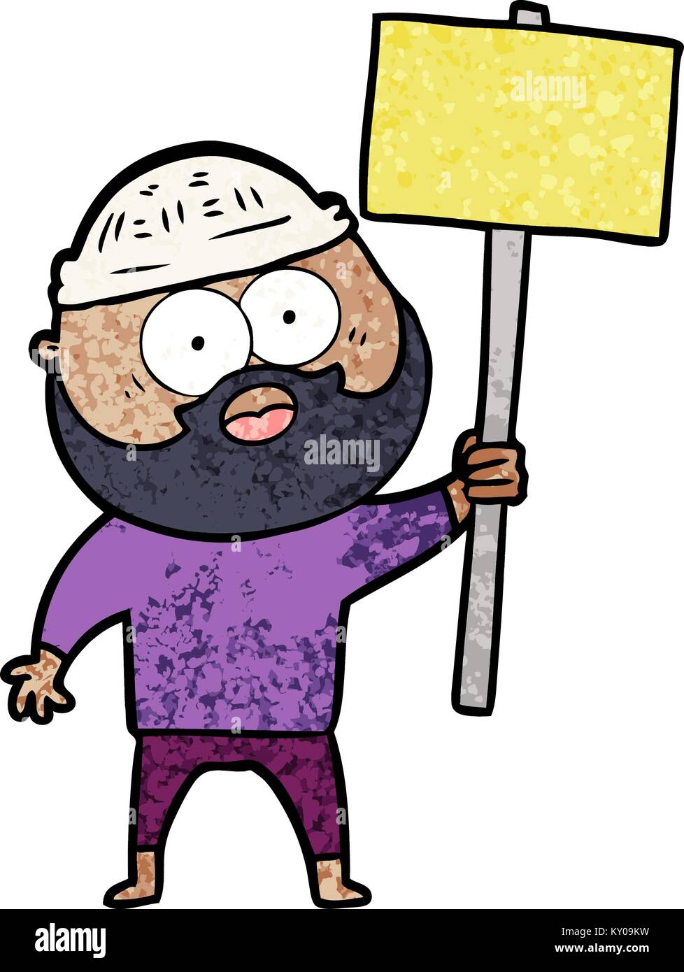 cartoon bearded man with signpost Stock Vector Image & Art - Alamy
