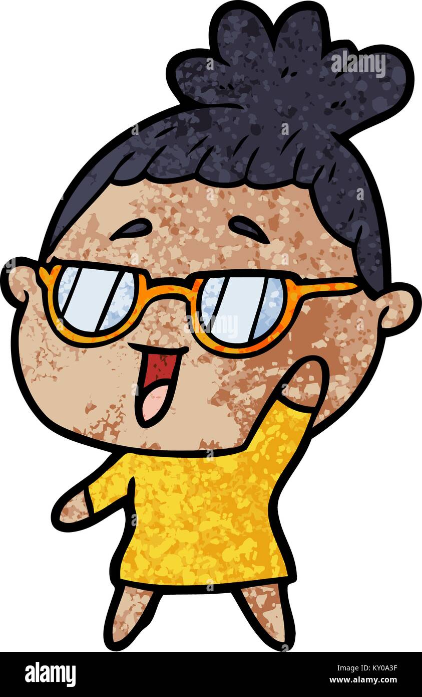 cartoon happy woman wearing spectacles Stock Vector Image & Art - Alamy