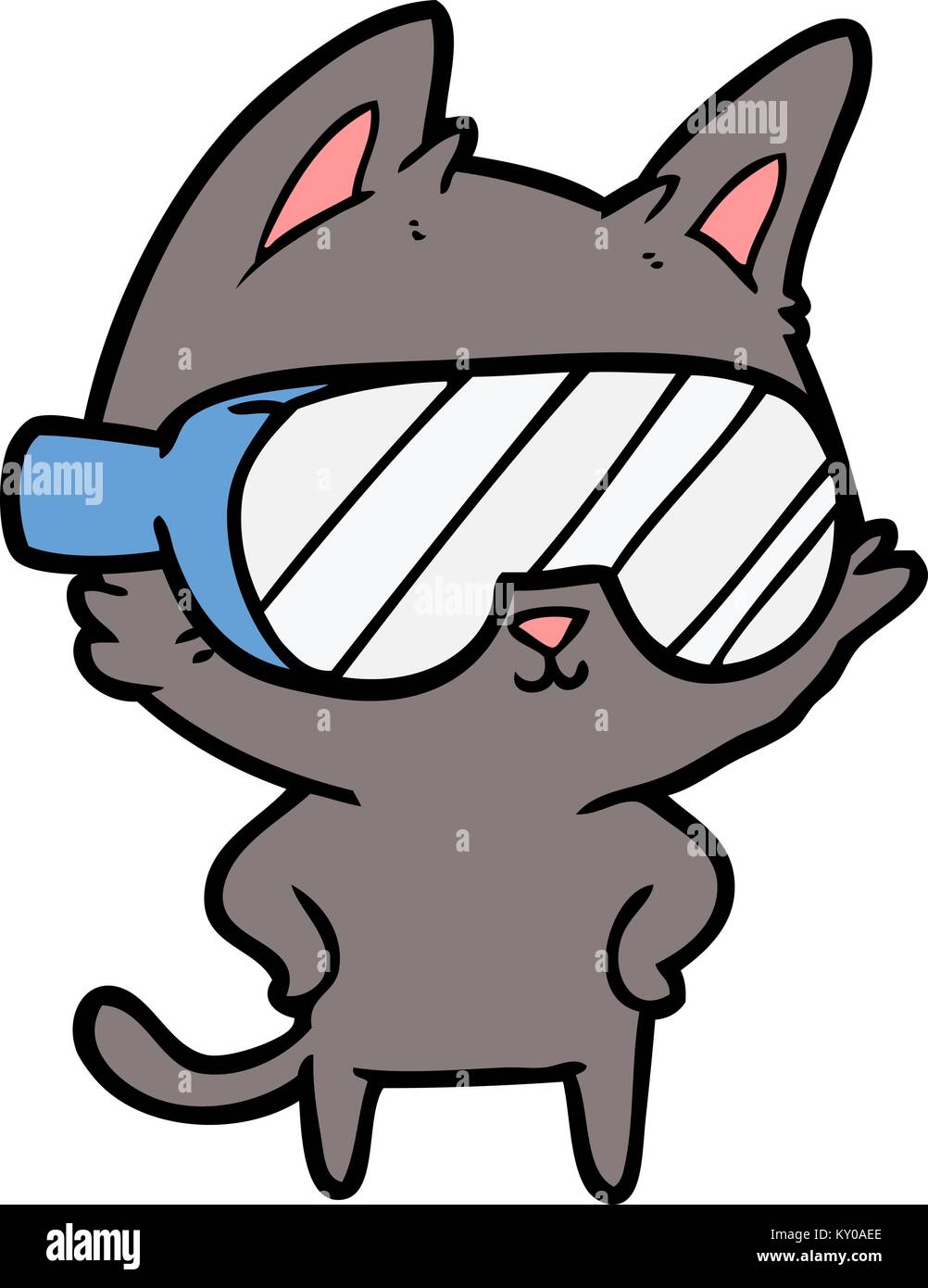 cartoon cat with goggles over eyes Stock Vector Image & Art - Alamy