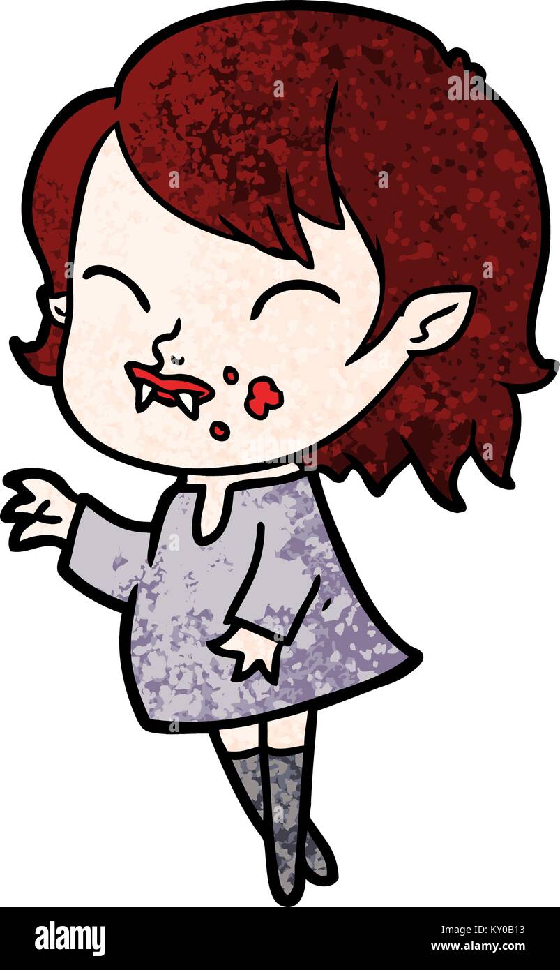 cartoon vampire girl with blood on cheek Stock Vector Image & Art - Alamy