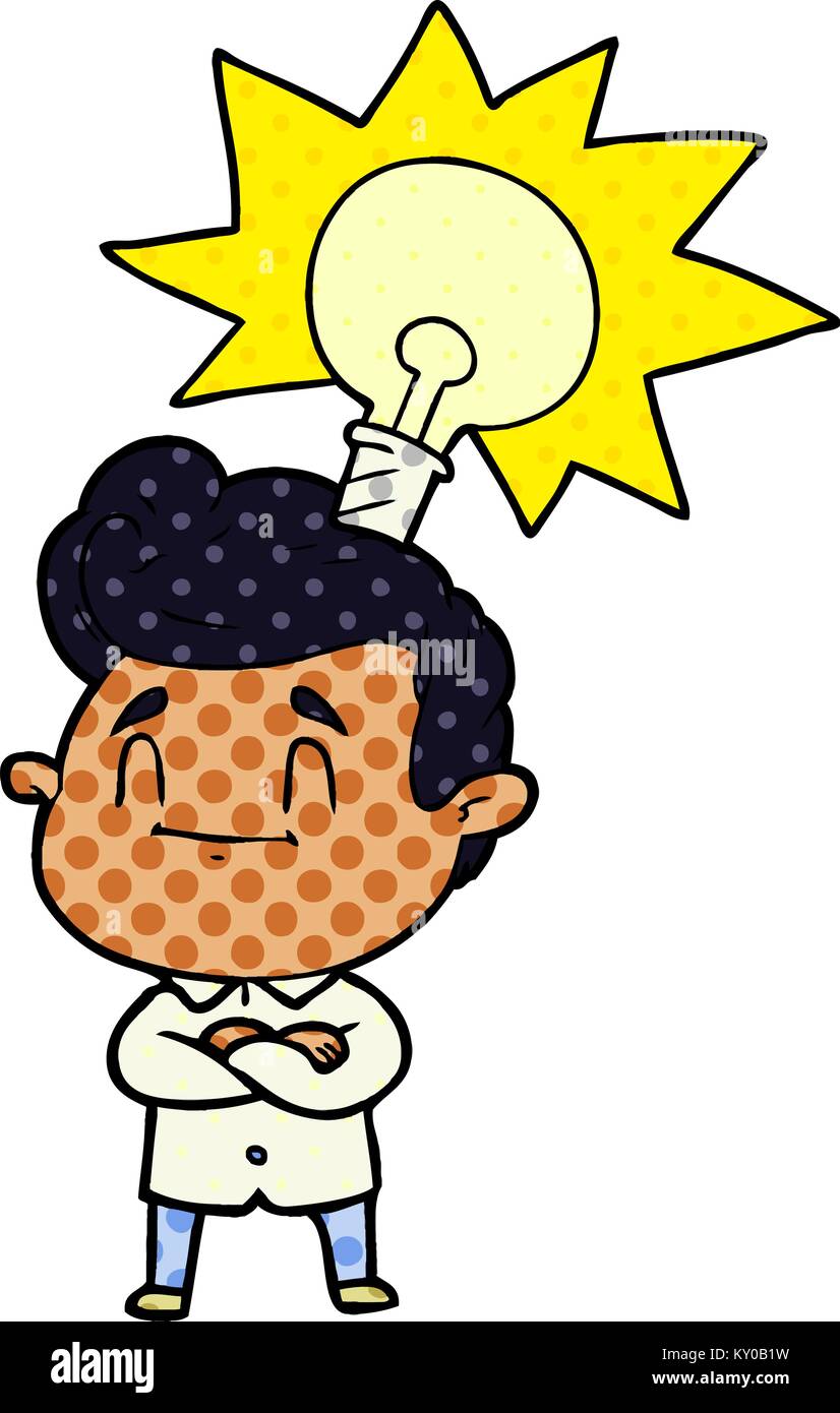 happy cartoon man with idea Stock Vector Image & Art - Alamy