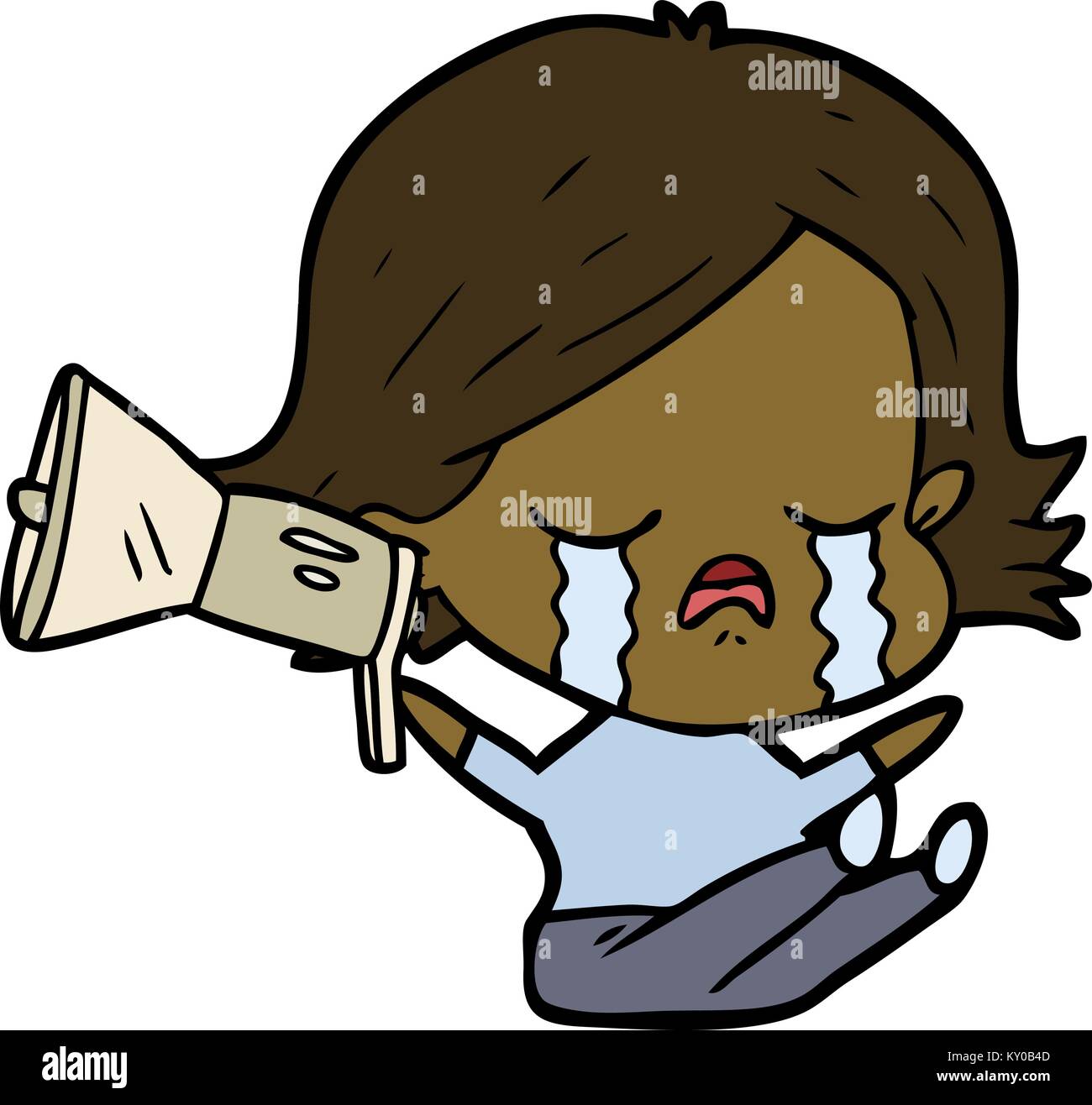 cartoon girl crying loudhailer Stock Vector Image & Art - Alamy