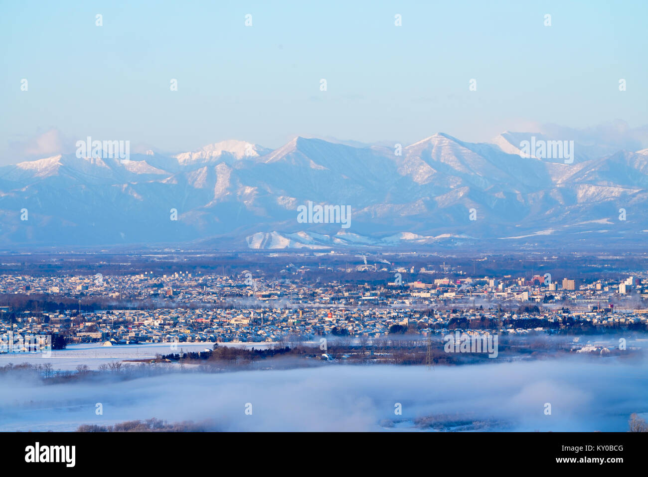 Hidaka mountain range and Obihiro City, Hokkaido, Japan Stock Photo - Alamy