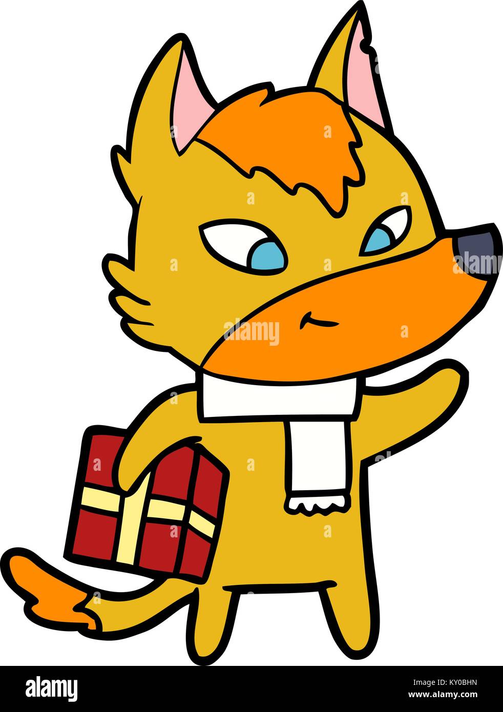 fox cartoon character with present Stock Vector Image & Art - Alamy