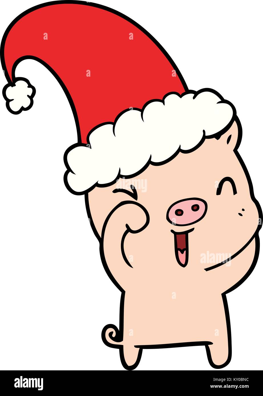 happy cartoon christmas pig Stock Vector Image & Art - Alamy