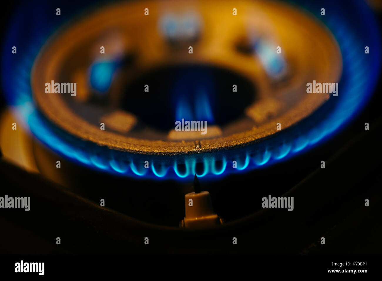 Flame of gas stove Stock Photo - Alamy