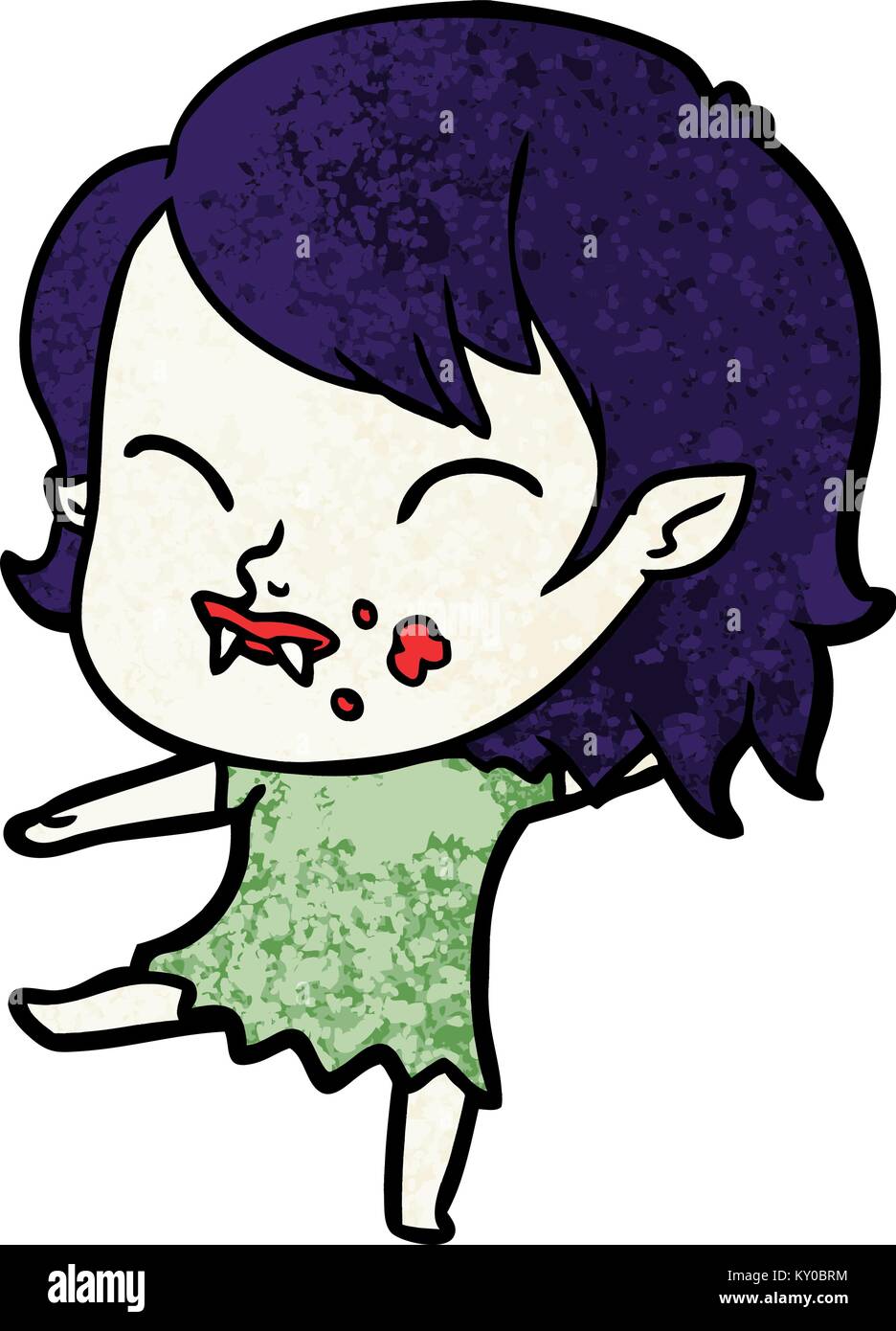 cartoon vampire girl with blood on cheek Stock Vector Image & Art - Alamy