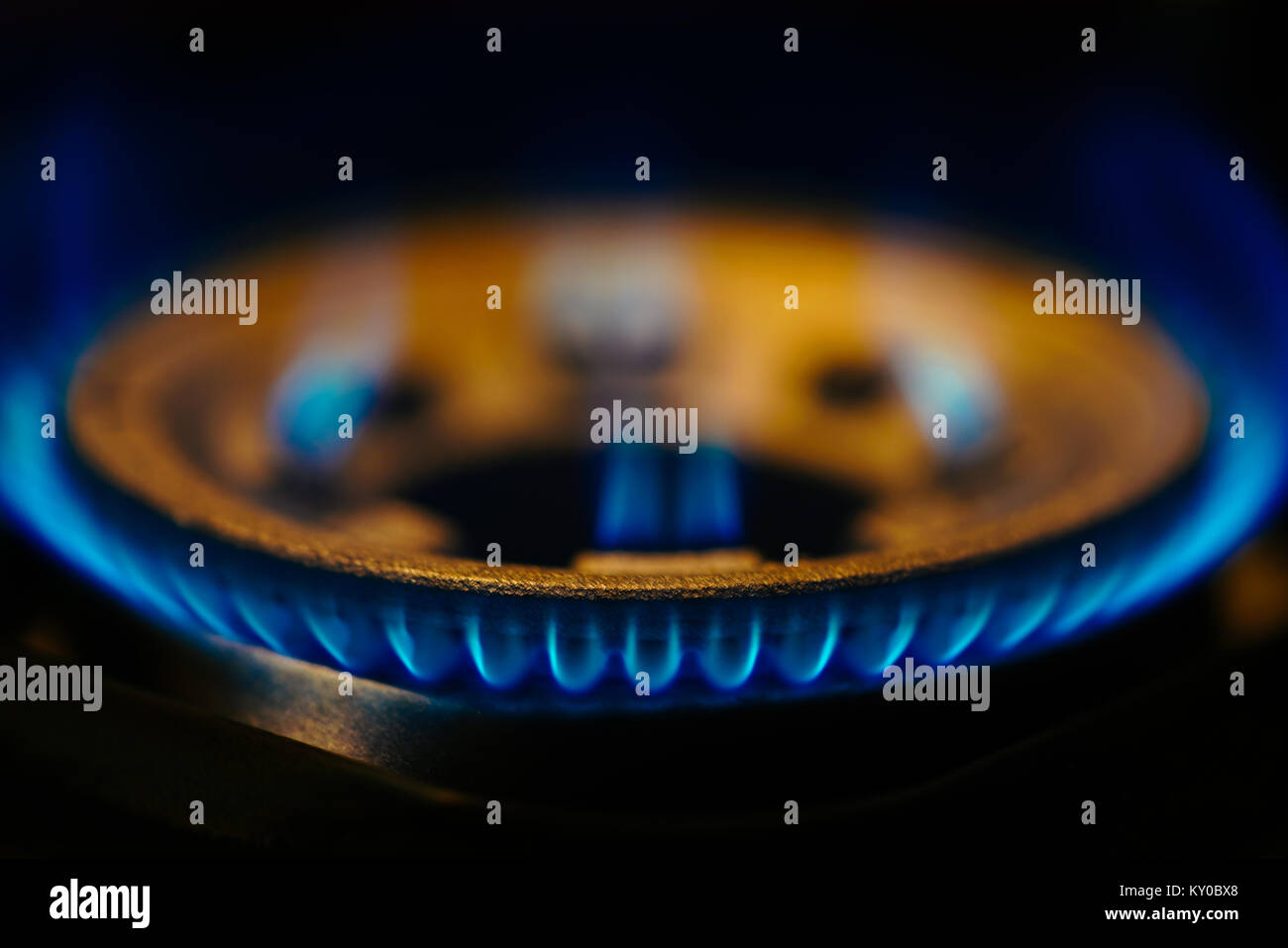 Flame of gas stove Stock Photo - Alamy