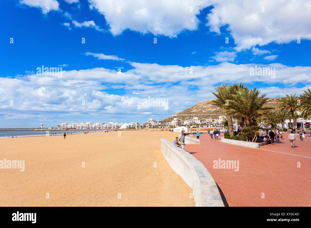 AGADIR, MOROCCO - FEBRUARY 21, 2016: Agadir seafront promenade in ...