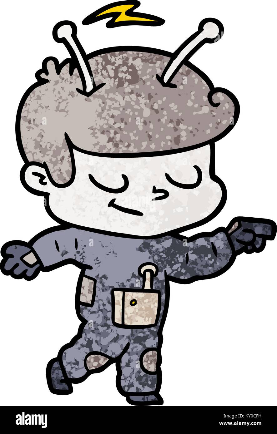 friendly cartoon spaceman pointing Stock Vector Image & Art - Alamy