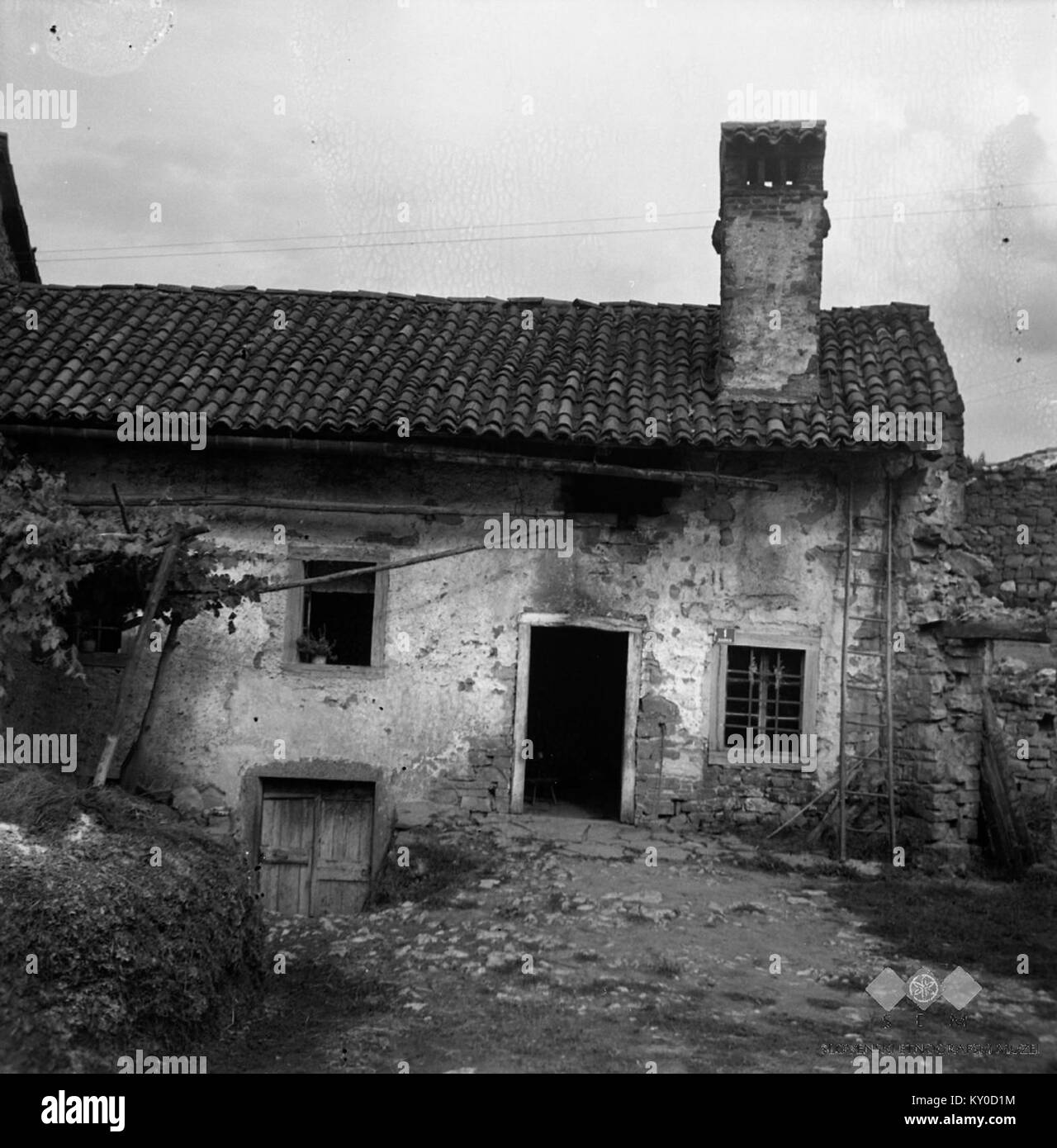 Photograph from 1955 of the house at Vičev family in Barka, Slovenia ...