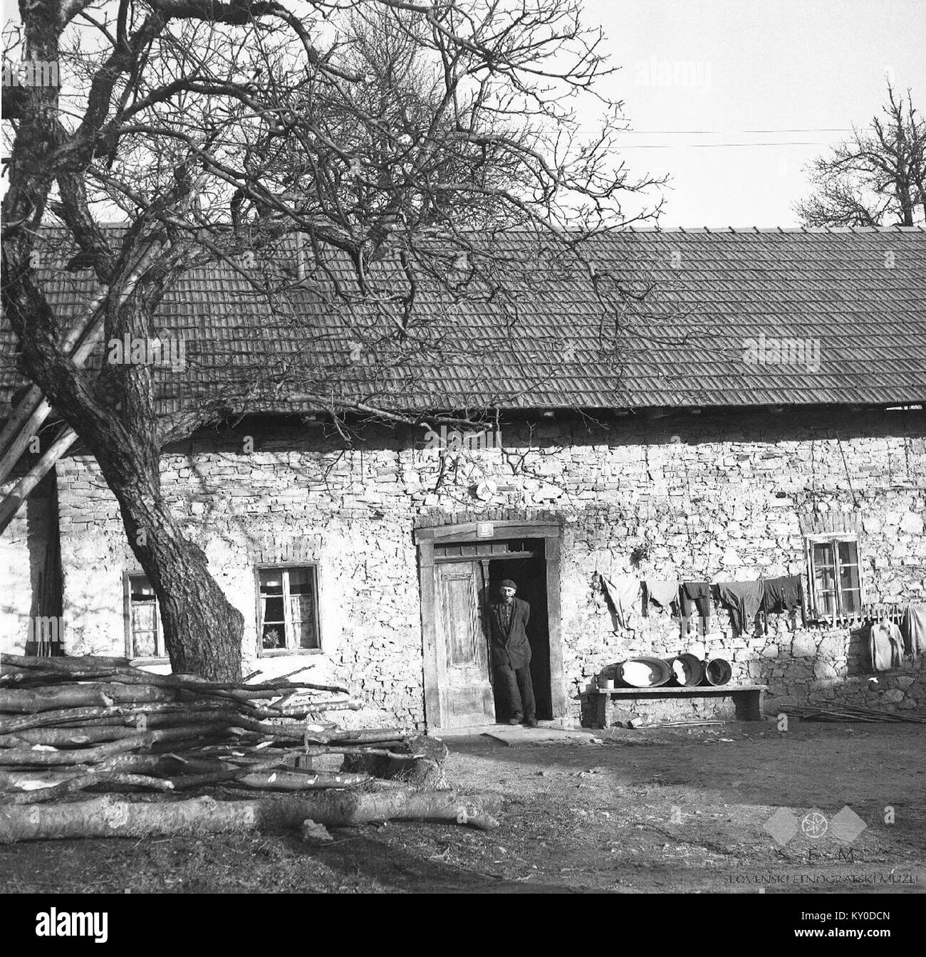 A house in Gradež, Slovenia, photographed in 1964, depicting ...
