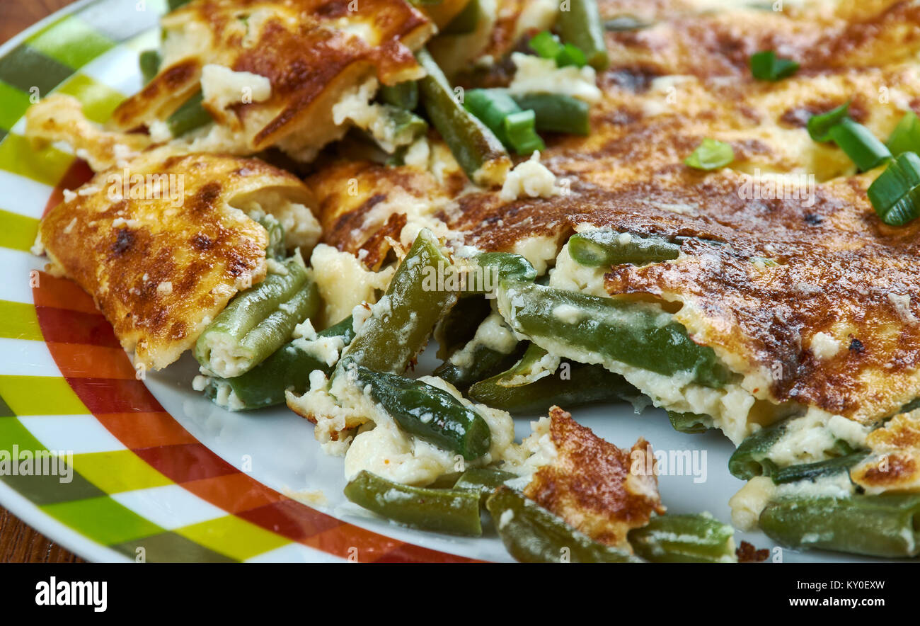 vegetarian Schnitzel with green beans, healthy dish Stock Photo - Alamy