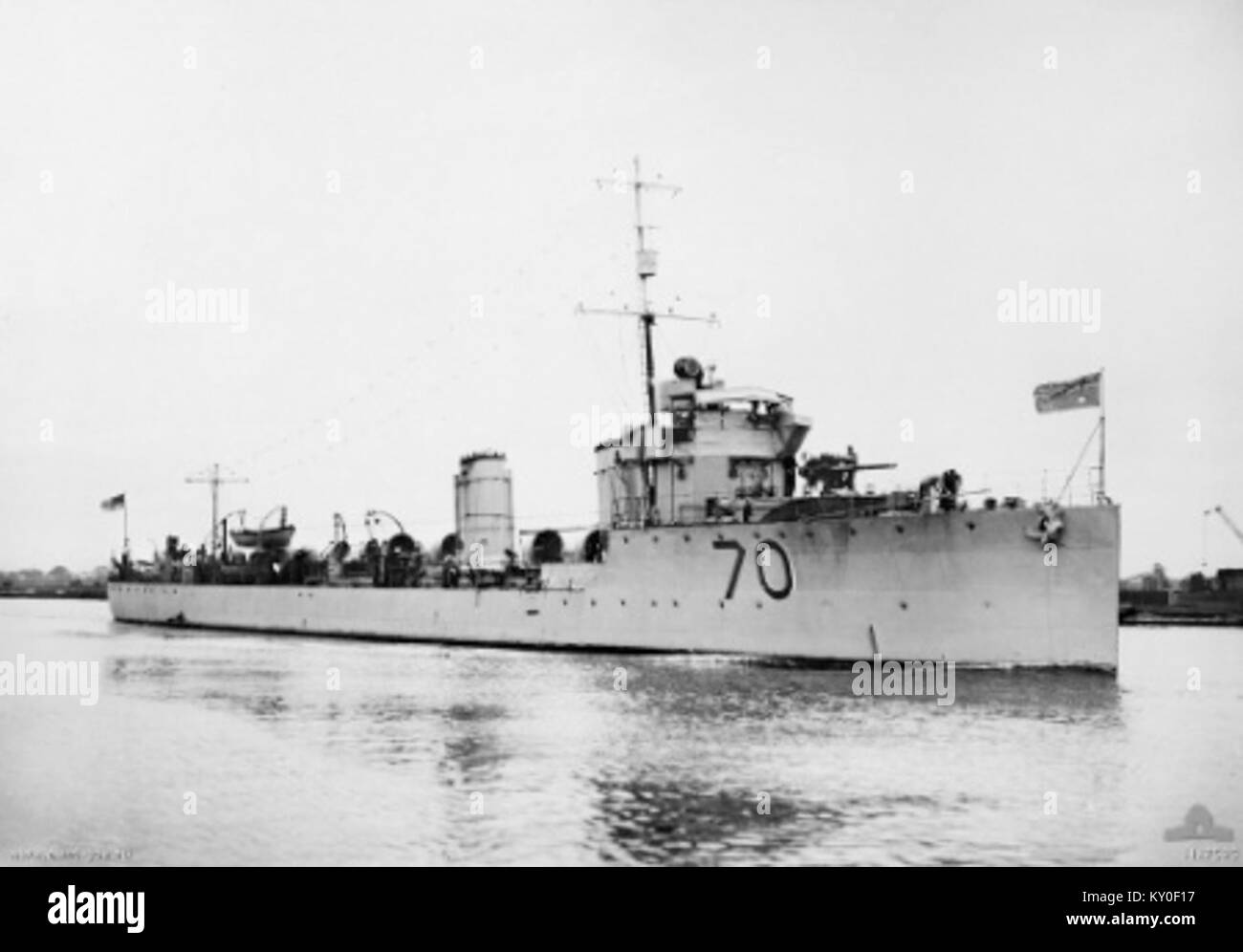 A detailed photograph of HMAS Warrego, a Royal Australian Navy vessel ...