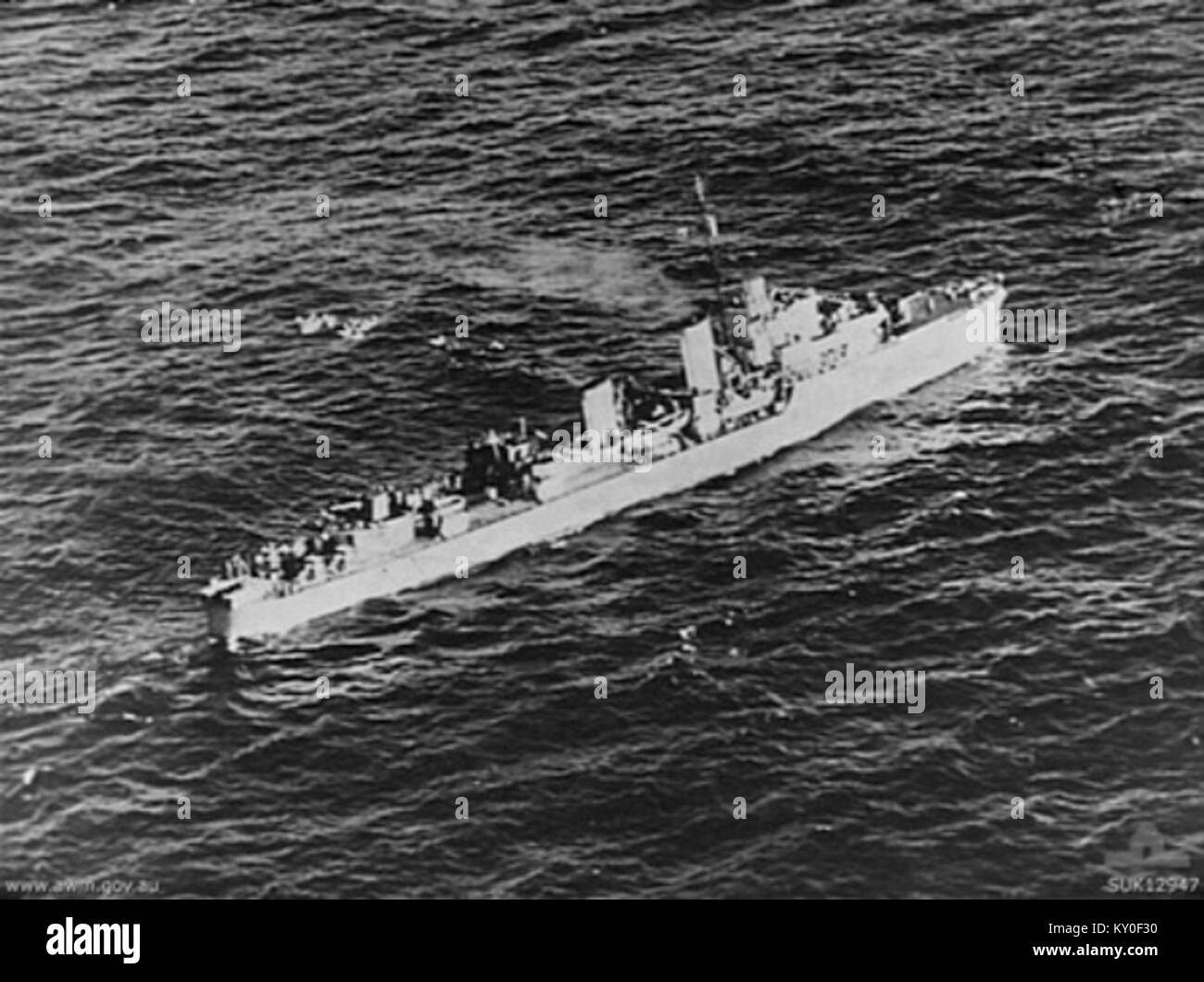 HMCS Restigouche (H00) picking up U-boat survivors 1944 Stock Photo - Alamy