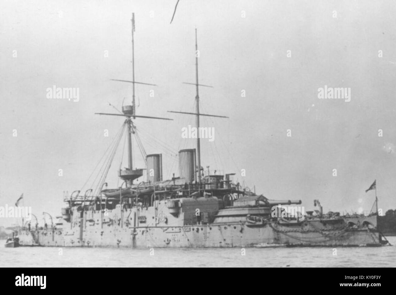 The battleship HMS Camperdown, launched in 1885 for the Royal Navy’s ...