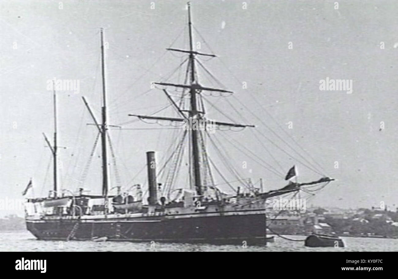 This image shows HMS Lizard, a British warship commissioned in 1886 ...