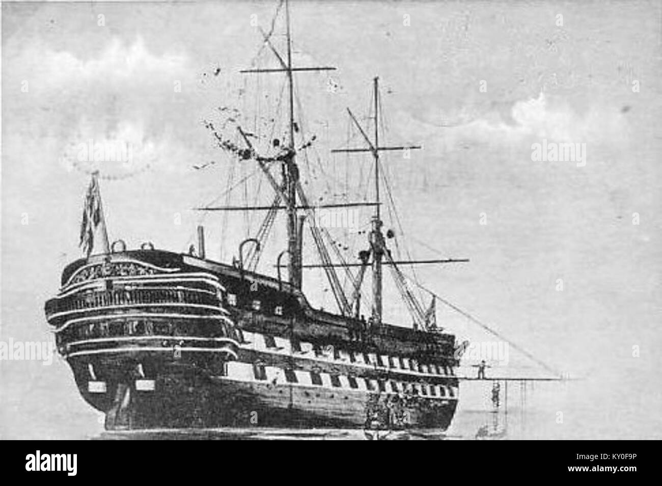 HMS Stockholm, launched in 1857, was a Swedish Navy warship, depicted ...
