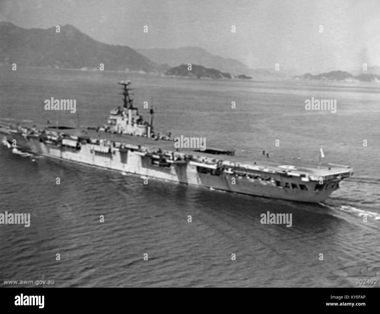 HMS Triumph (R16) is a British Royal Navy aircraft carrier, shown off ...