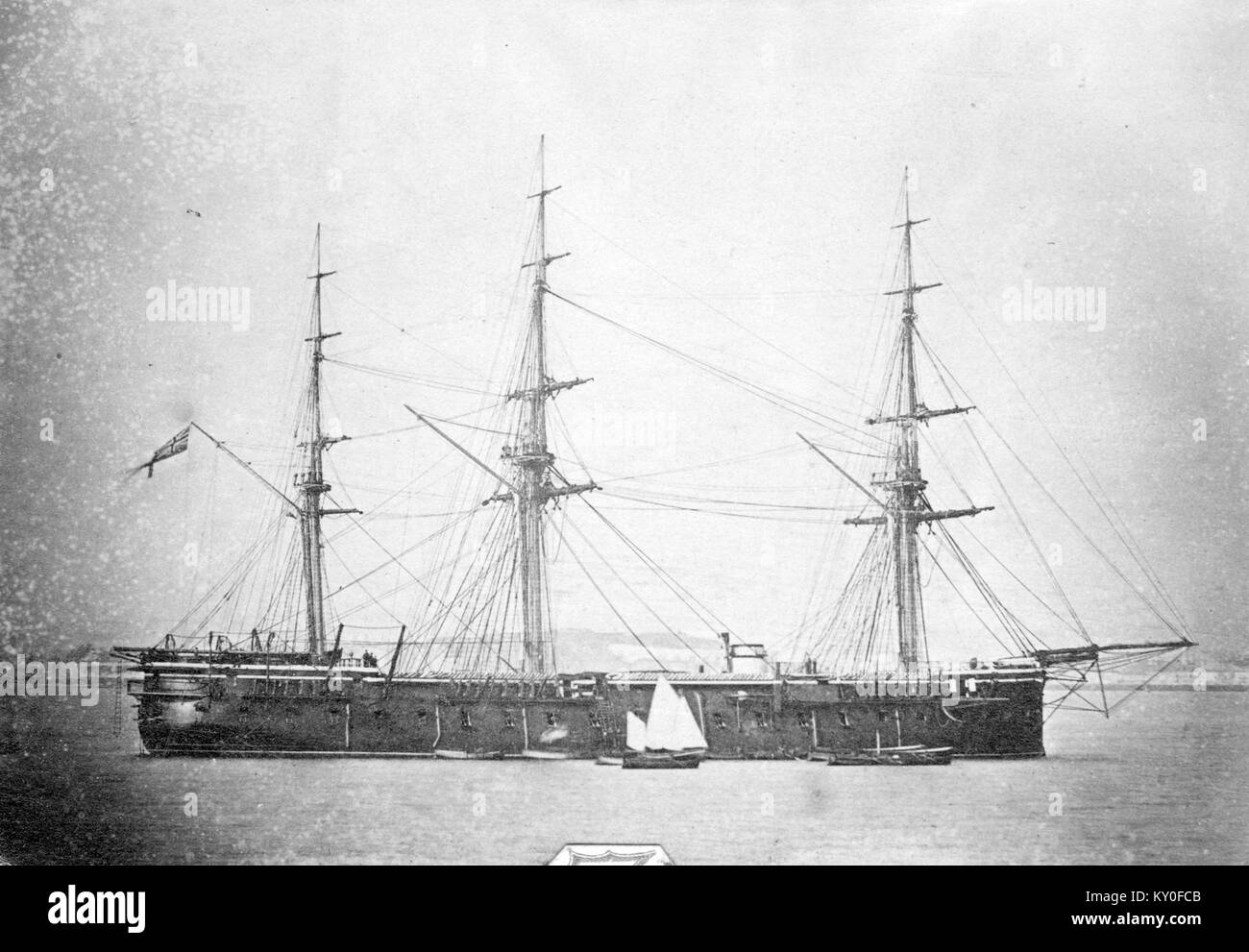 HMS Zealous Plymouth Sound 1866 Stock Photo - Alamy