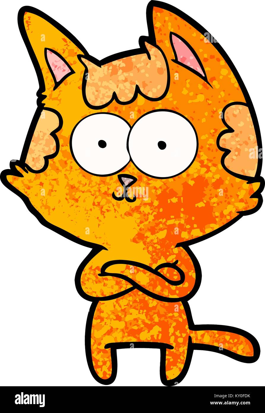 happy cartoon cat with crossed arms Stock Vector Image & Art - Alamy