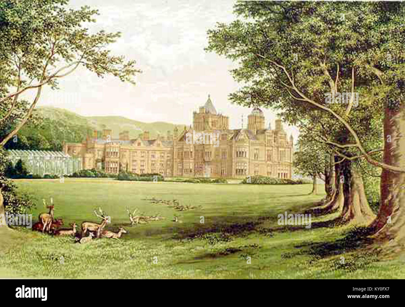 A photograph or architectural rendering of Holker Hall, an English ...