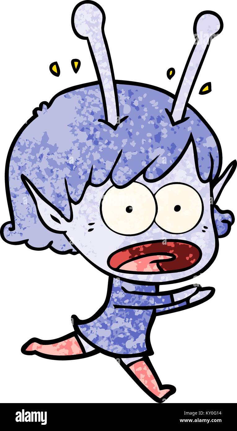 cartoon shocked alien girl Stock Vector Image & Art - Alamy