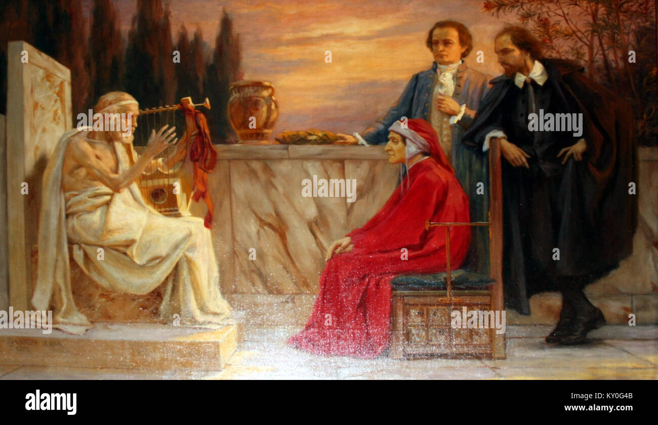 Homer uči Dantea Shakespearea i Goethea pjevati Stock Photo - Alamy