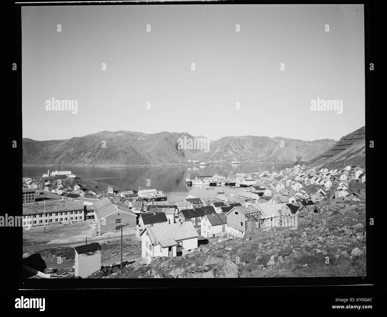 The photograph captures Honningsvåg, Norway, the northernmost town in ...