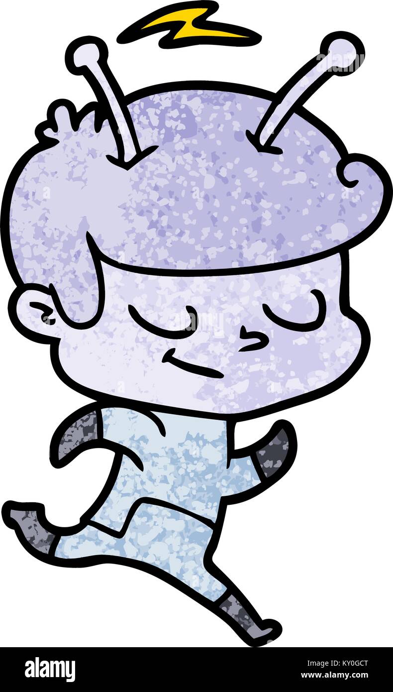 friendly cartoon spaceman running Stock Vector Image & Art - Alamy