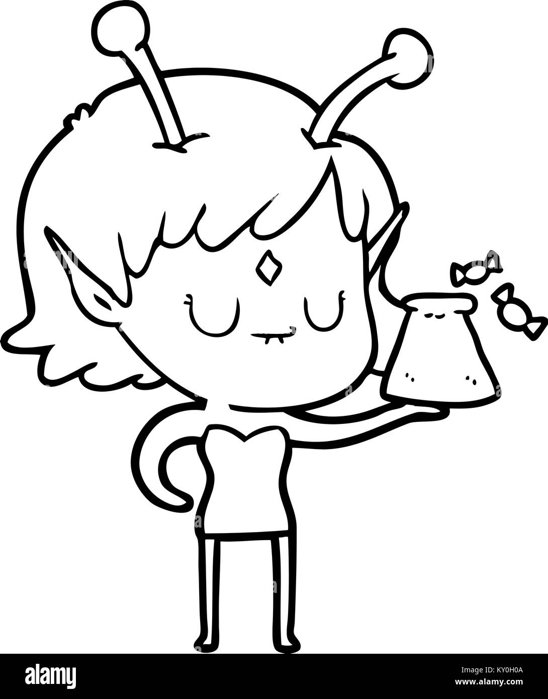 cartoon alien girl with bag of candy Stock Vector Image & Art - Alamy