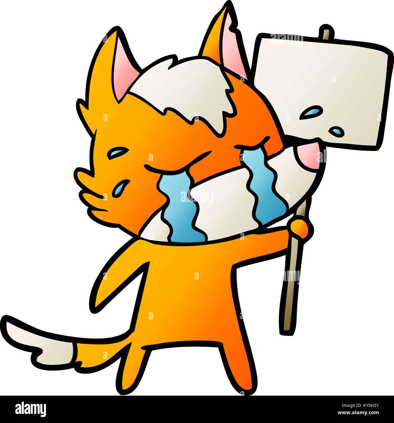 sad little fox cartoon character with protest sign Stock Vector Image ...