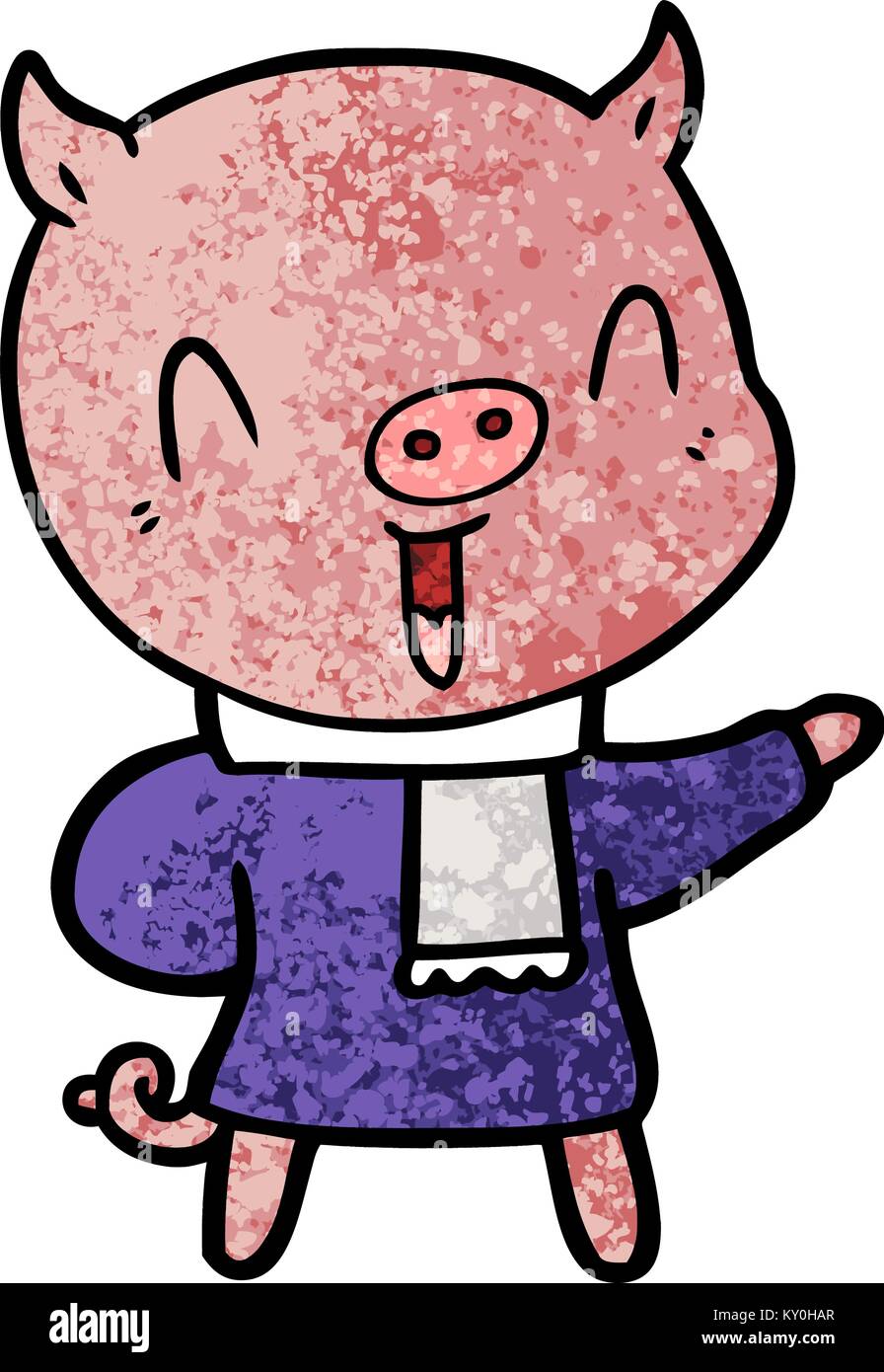 happy cartoon pig in winter clothes Stock Vector Image & Art - Alamy