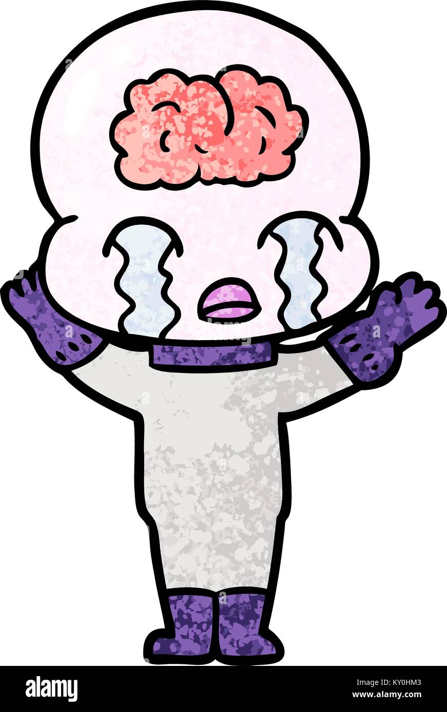 cartoon big brain alien crying Stock Vector Image & Art - Alamy