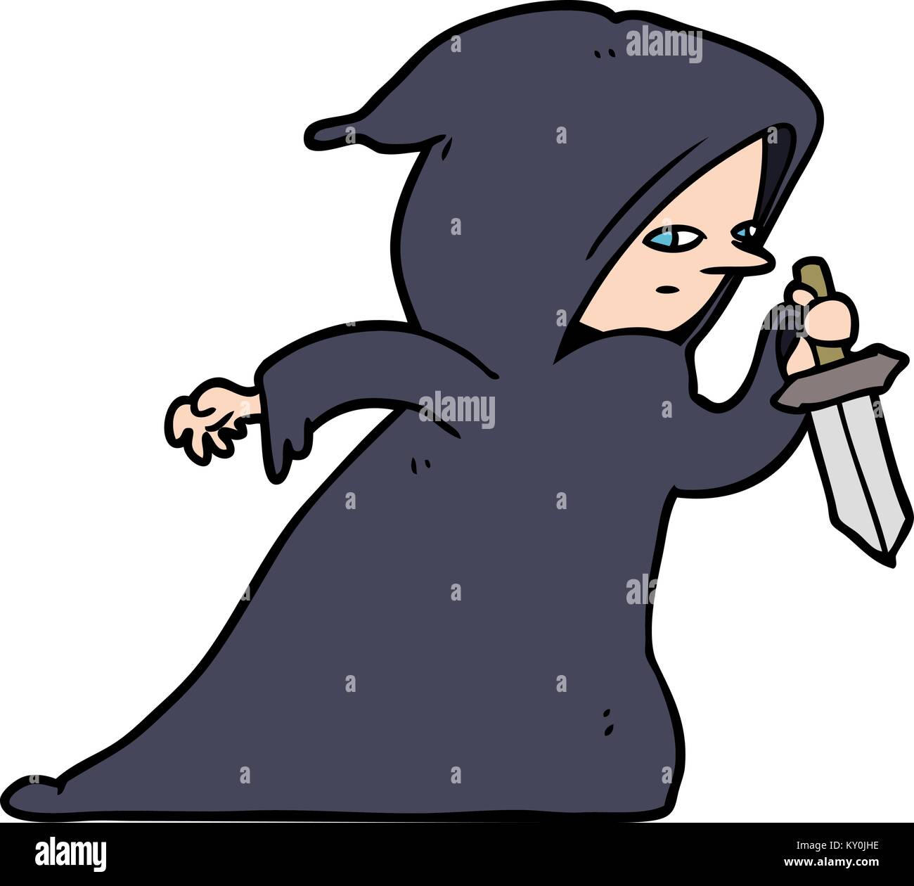 cartoon assassin in dark robe Stock Vector Image & Art - Alamy