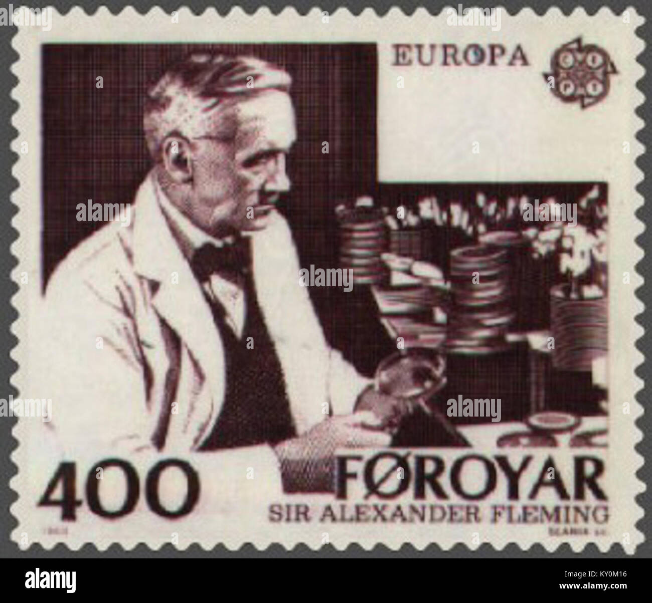 This Faroe Islands postage stamp depicts a European scene or motif ...
