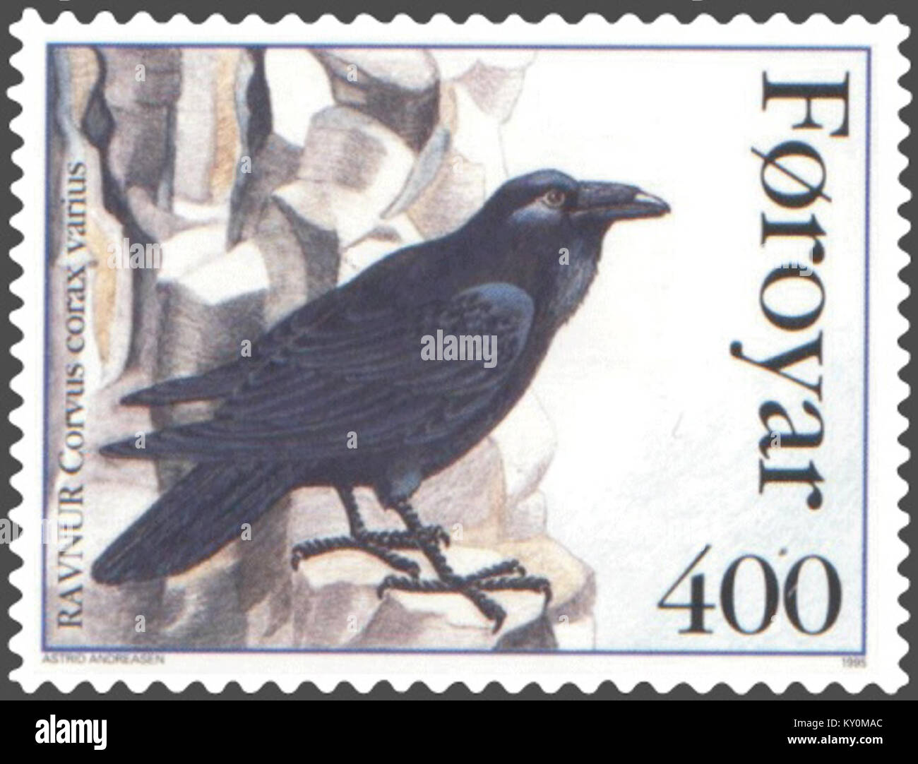 Faroe stamp 275 the north atlantic raven (corvus corax varius Stock ...