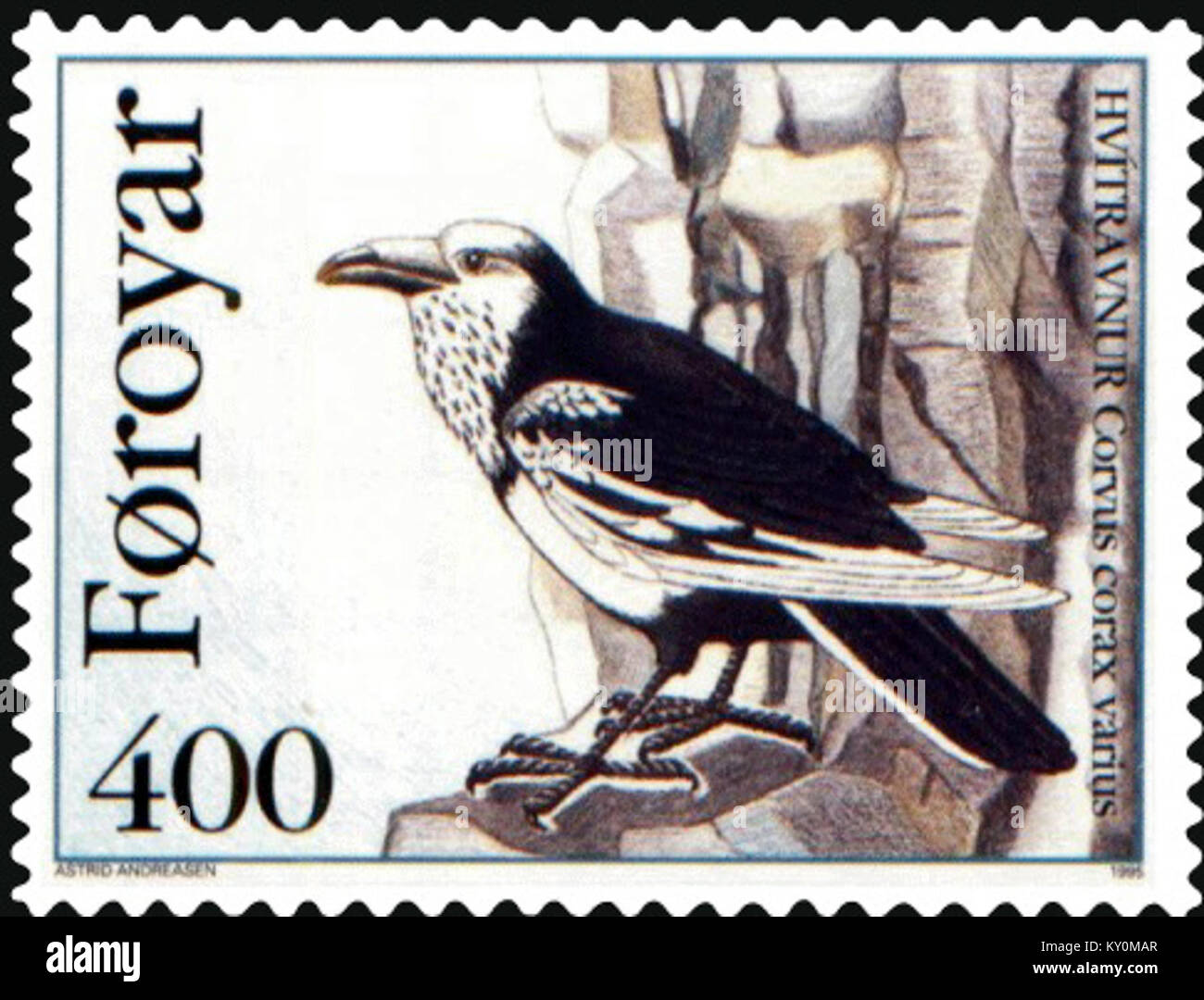 Faroe stamp 276 the north atlantic raven (corvus corax varius Stock ...